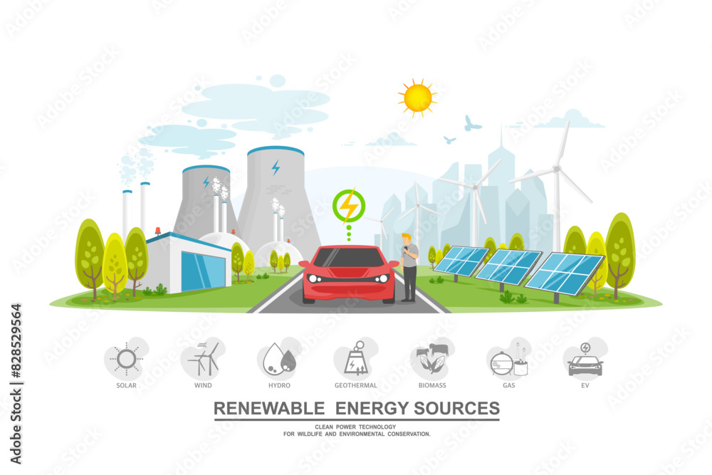Caring for the environment and using clean green energy from renewable ...