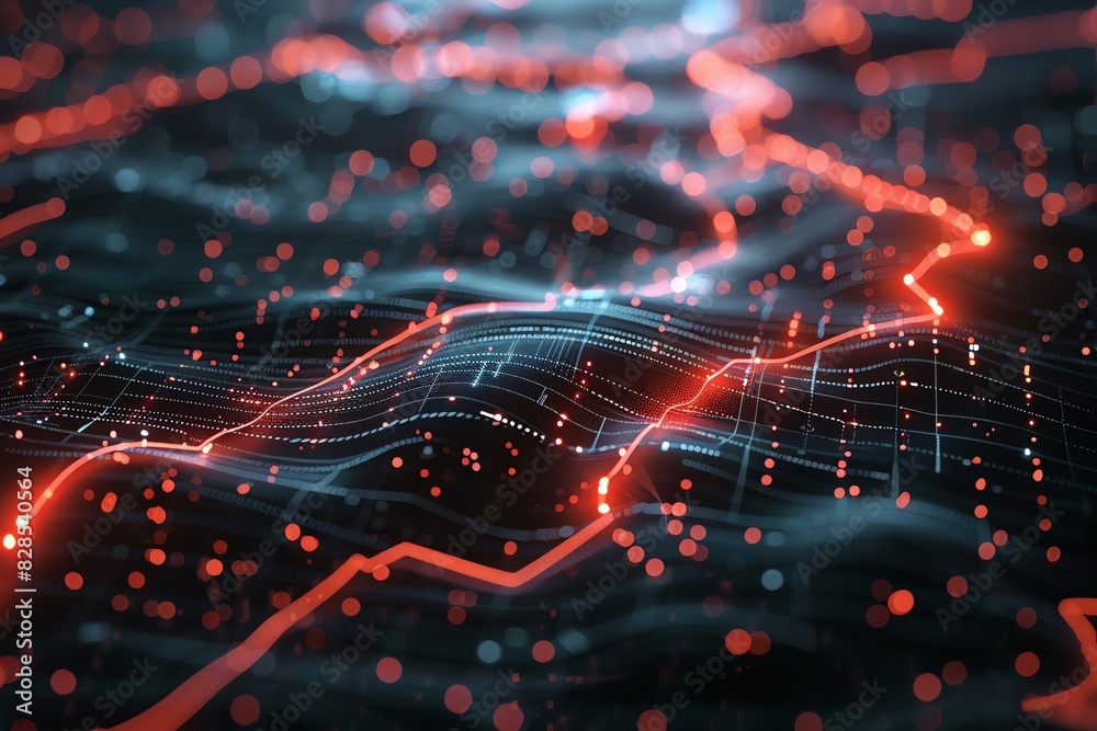 Futuristic roadmap with holographic milestones, lowangle, network ...