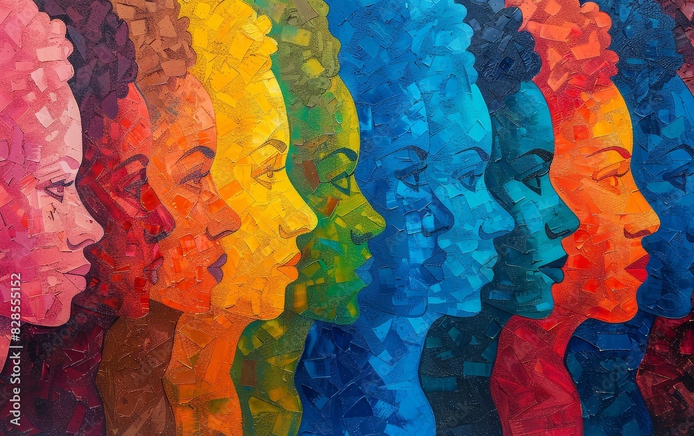 LGBTQ mural in public space, expressive art, diverse crowd, vibrant ...