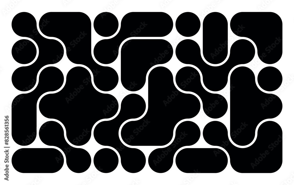 background with black liquid connected circle dots. metaballs pattern on white. abstract ...