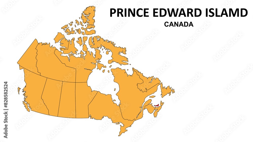 Prince Edward islamd Map is highlighted on the Canada map with detailed ...