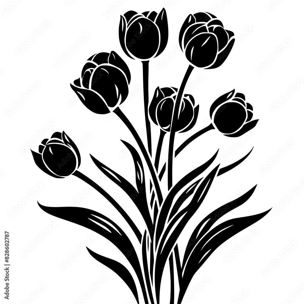 Tulip silhouette, Tulip svg, Tulip png, Tulip illustration, Tulip ...