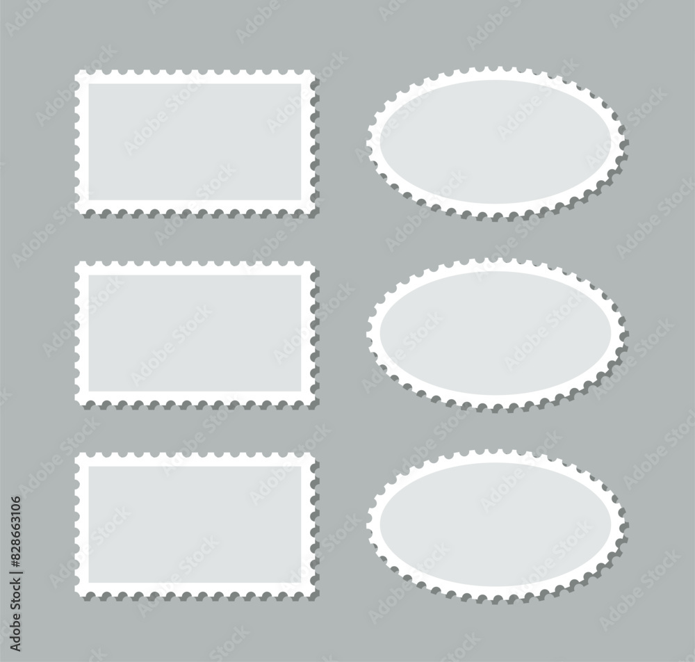 Rectangular and oval perforated labels. Collection blank borders for ...