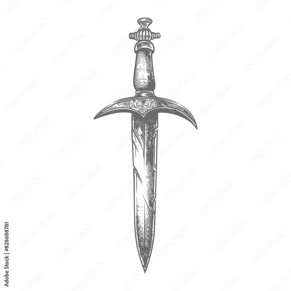 ancient dagger weapon with old engraving style Stock Vector | Adobe Stock