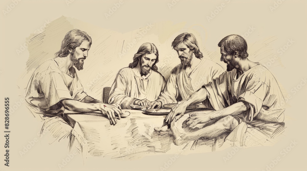 Humble Act of Jesus Washing Disciples' Feet, Last Supper, Biblical ...