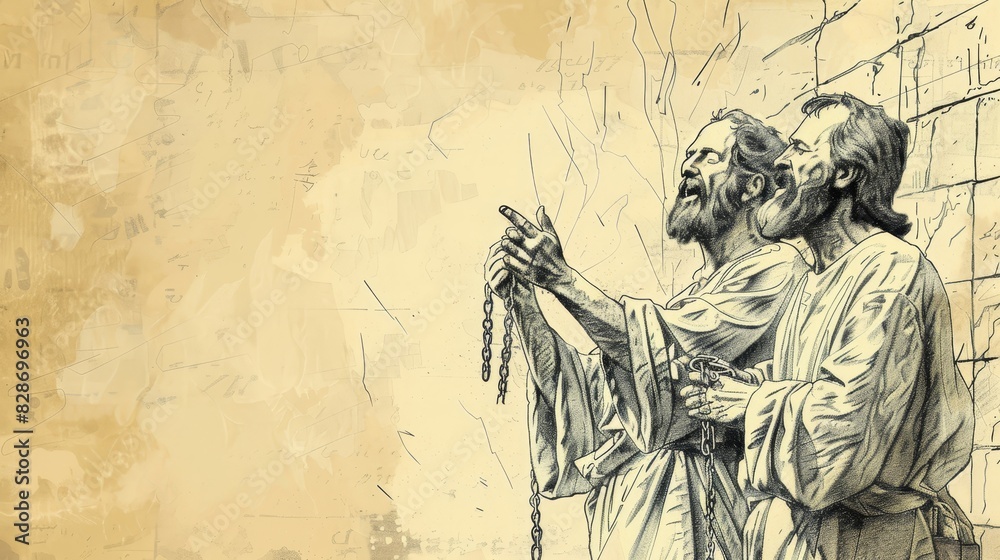 Earthquake Breaking Chains of Paul and Silas Singing in Philippian Jail ...