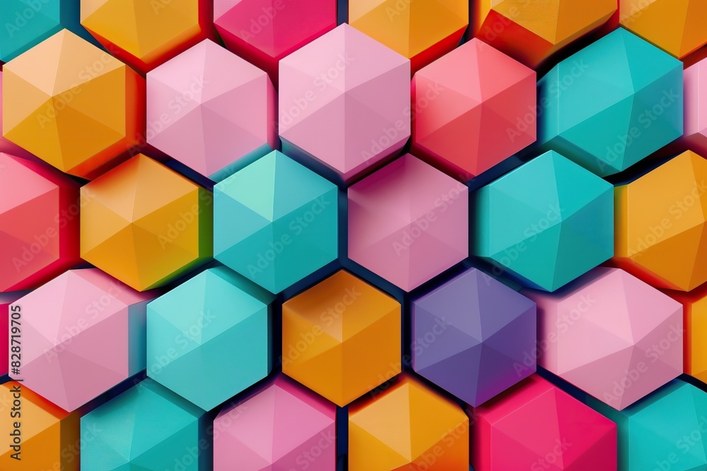 colorful hexagon background cube shape and irregular color with non ...