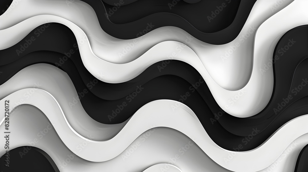 Fluid Black and White Paper Craft Layers Abstract Minimal Background ...