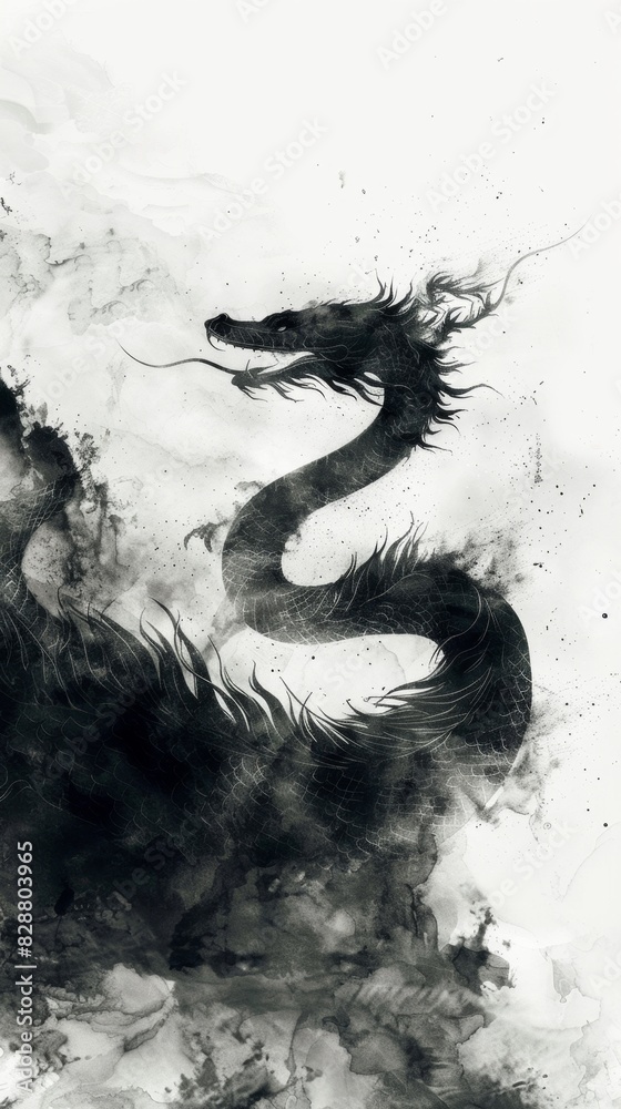 Ethereal Lunar Serpent - Elegant Chinese Ink Painting-Inspired 4K ...
