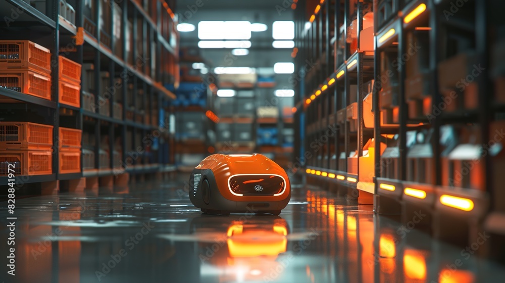 Autonomous robot in a smart warehouse using AI to optimize inventory ...
