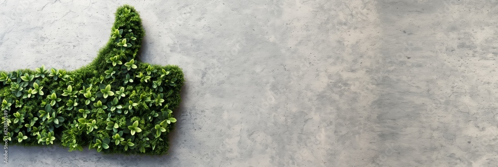 An eco-friendly living green wall in the shape of a thumbs up sign ...