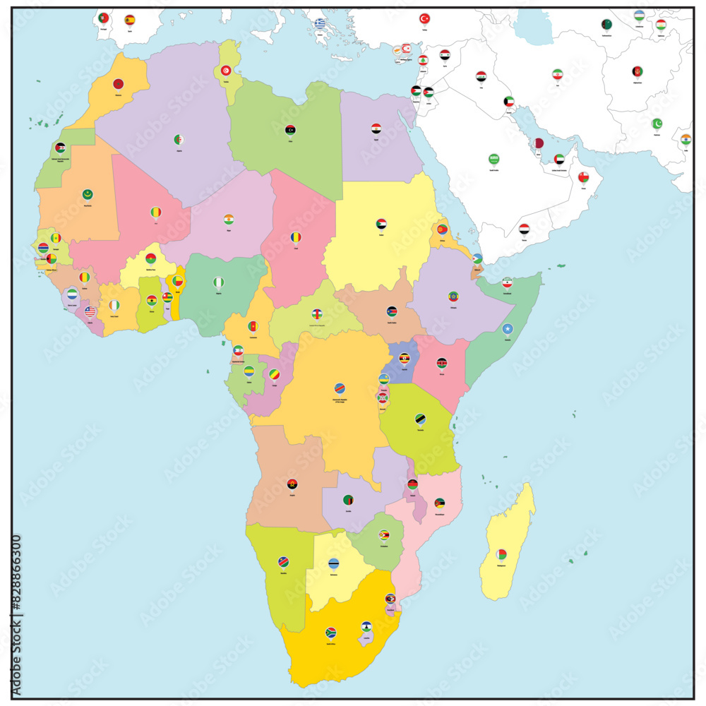 African continent - Highly detailed, editable political map with ...