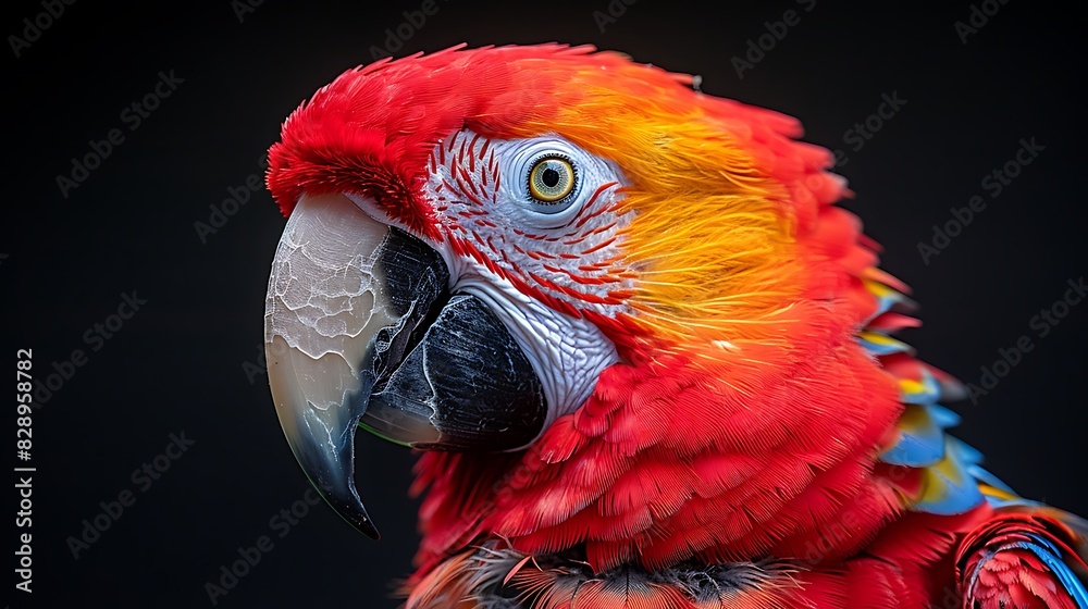 Ilustración de Stock juvenile Jamaican Red Macaw Ara gossei with red ...