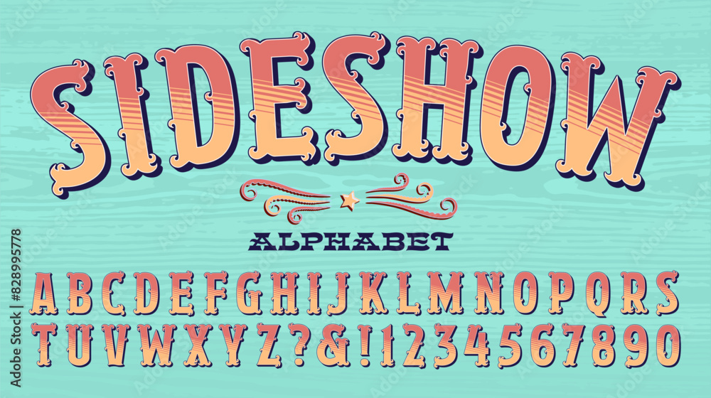 An ornate and colorful alphabet that might be used at a theme park ...