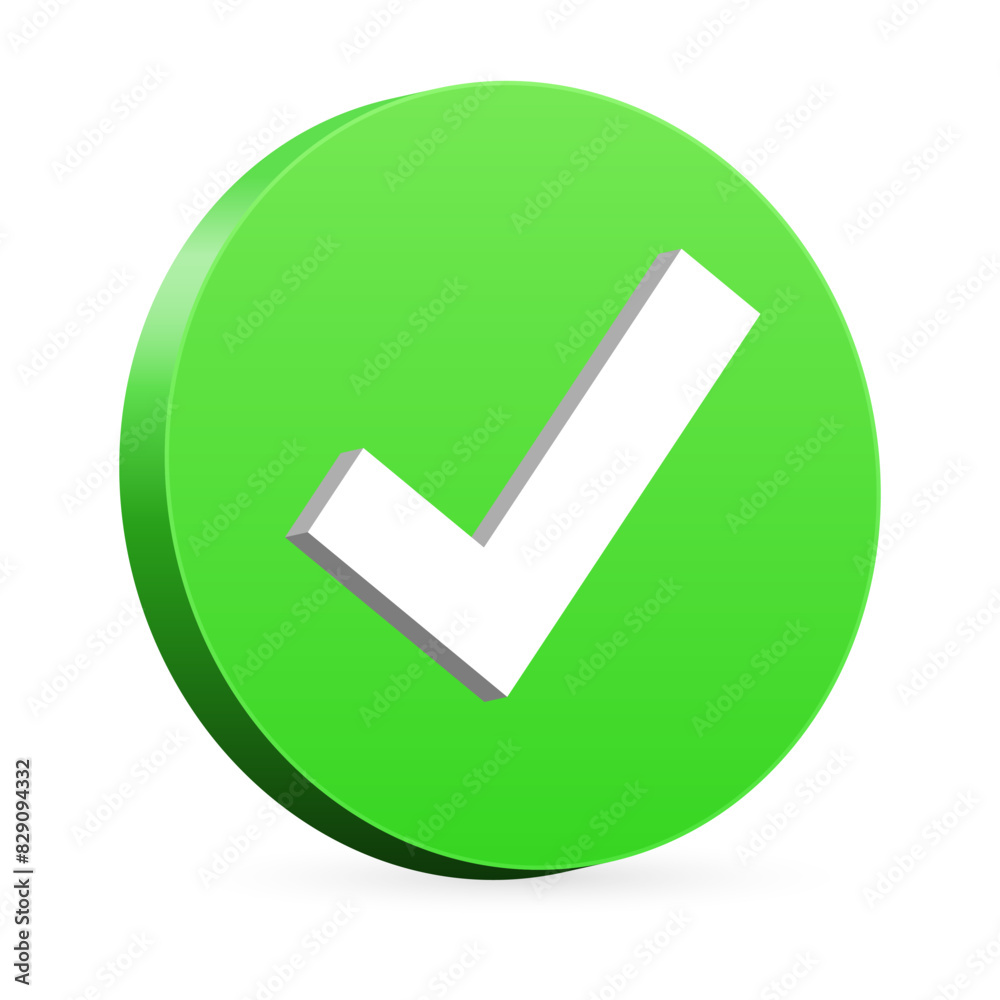 Vector de Stock 3d check mark icon . check box icon with correct, accept checkmark icons green ...