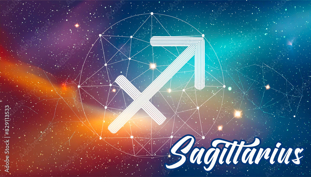 sagittarius sign background with stars Stock Photo | Adobe Stock