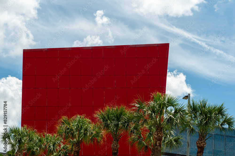 The exterior wall of a contemporary commercial style building with ...