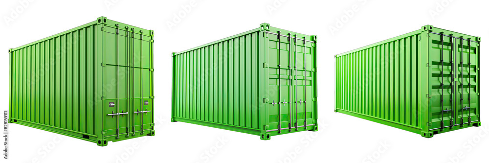 Green Shipping Container isolated on transparent png background ...