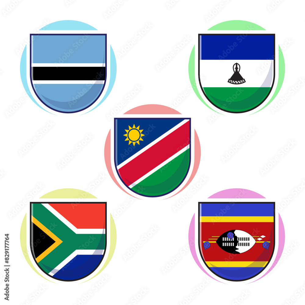 South african countries flags. Flat cartoon vector element design ...