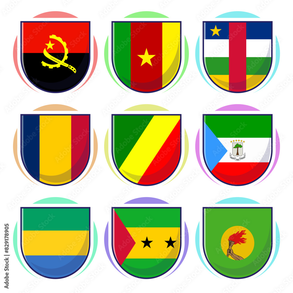 South african countries flags. Flat cartoon vector element design ...