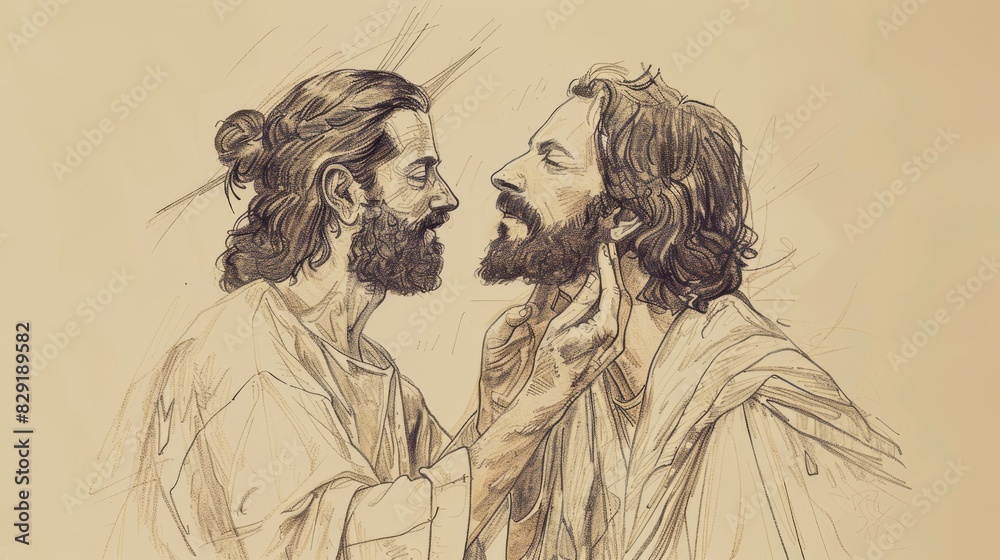 Jesus Heals Deaf and Mute Man, Touching Tongue, Fingers in Ears ...