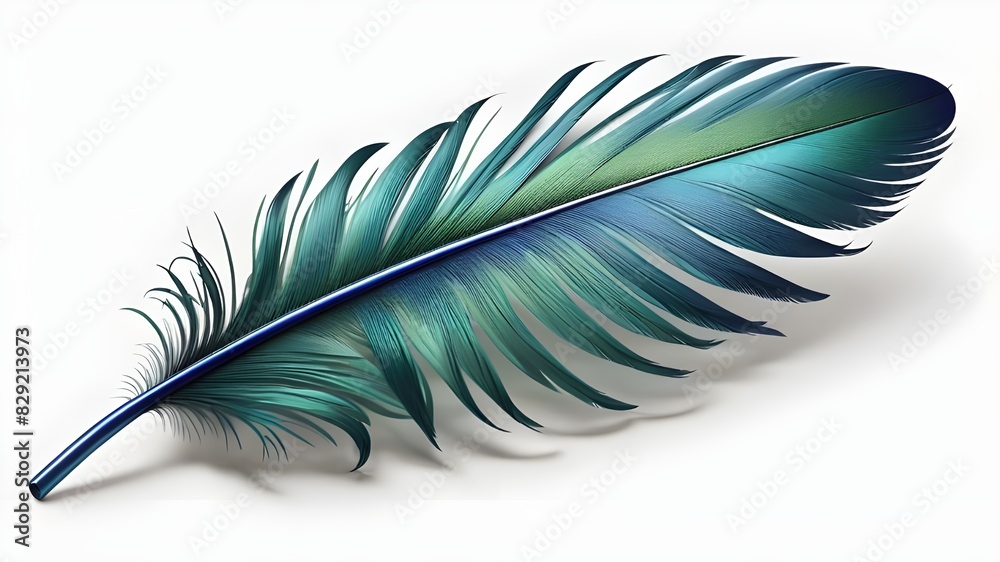 blue green feather isolated on transparent background cutout Stock ...