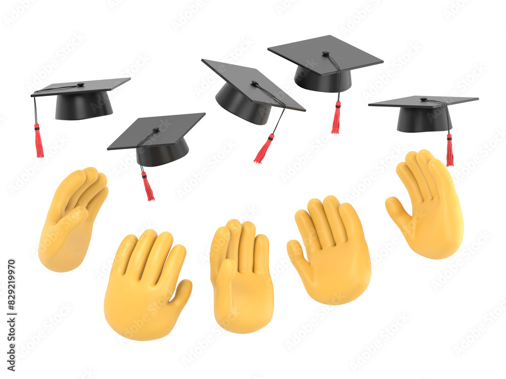 Transparent Backgrounds Mock-up.Businessman hands throwing graduation ...