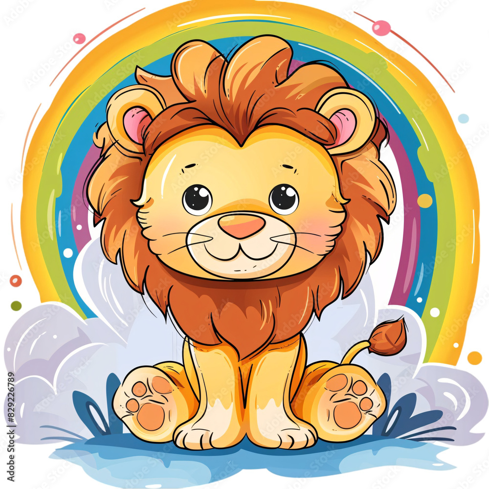 An endearing cartoon bunny with a fluffy tail hops beneath a radiant ...