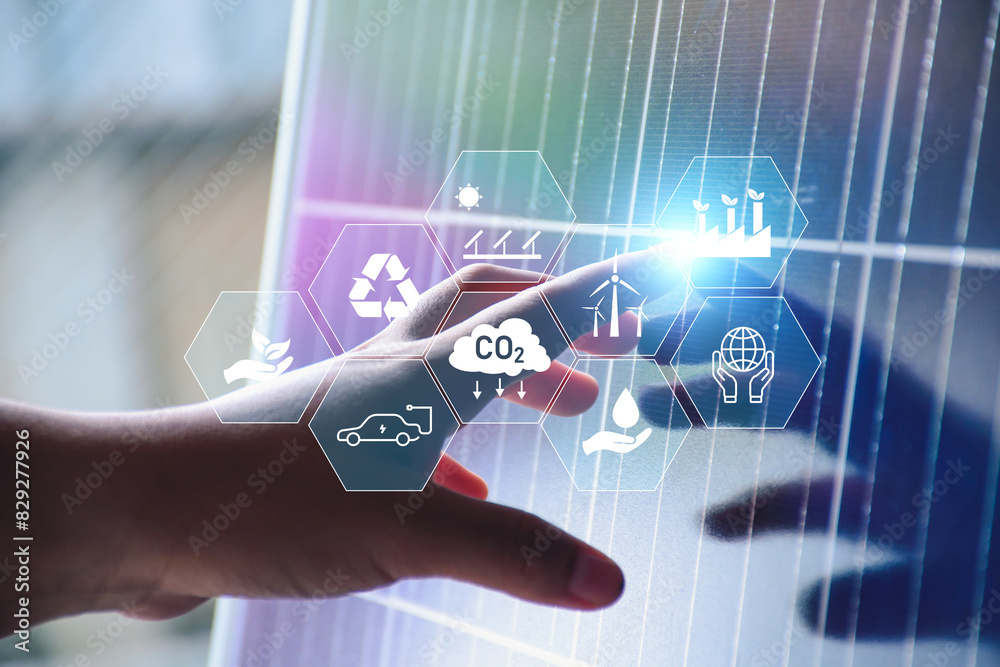 Reduce greenhouse gas emission concept. Carbon footprint climate change ...