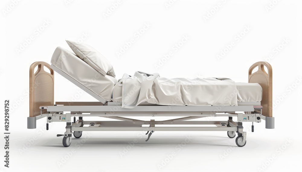 White background with isolated hospital bed Stock Photo | Adobe Stock