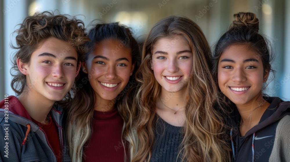 Group of happy Asian students students of many nationalities African ...