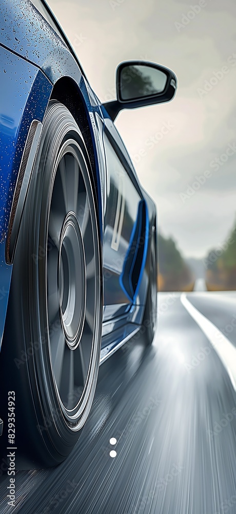 side view of blue sports car riding on highway wallpaper. Car in fast ...