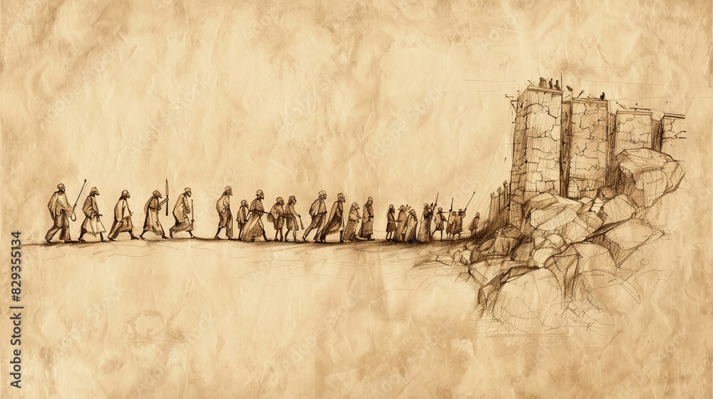 Biblical Illustration: Joshua and the Battle of Jericho, Israelites ...