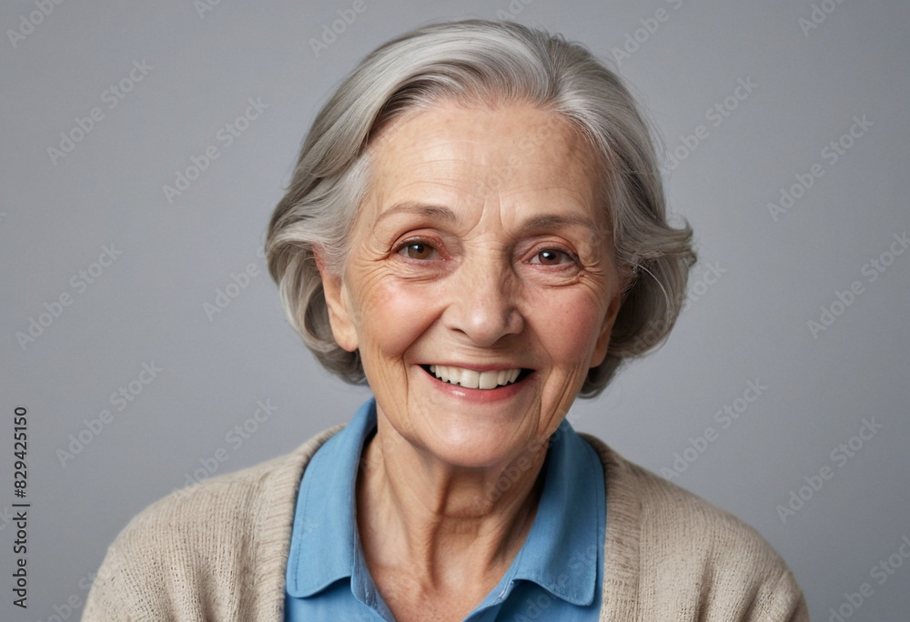 portrait view of a regular happy smiling old woman , ultra realistic ...