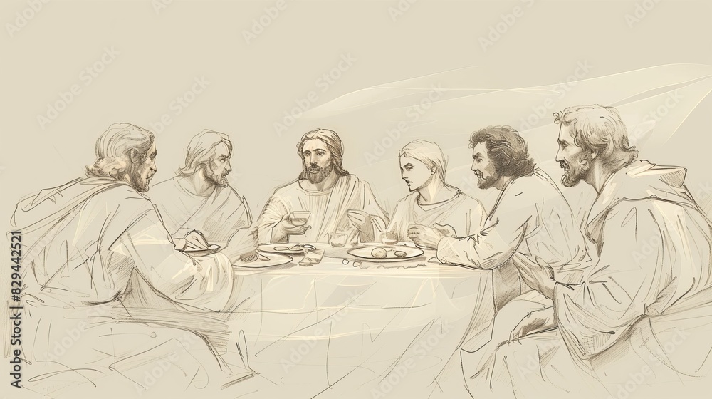 Stock-Illustration „Biblical Illustration: The Last Supper, Jesus ...