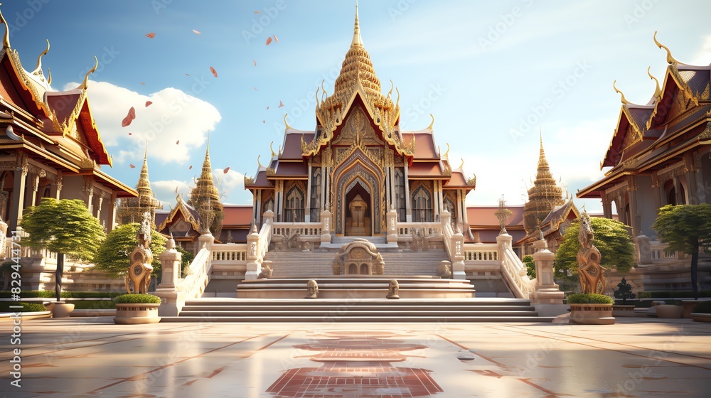 8K ultrahigh definition photo of a beautiful Thai temple, intricate ...