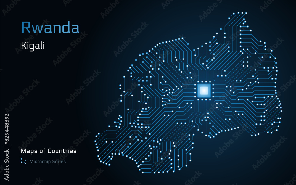 Vector de Stock Rwanda Map with a capital of Kigali Shown in a ...