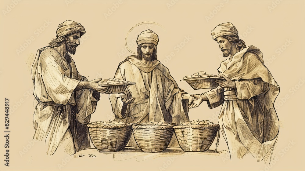 Biblical Illustration: The Feeding of the 5000, Jesus Multiplying ...