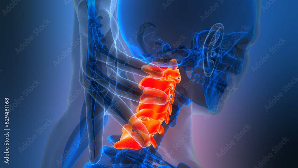 Ilustración de Stock Spinal Cord Vertebral Column Cervical Vertebrae of Human Skeleton System ...