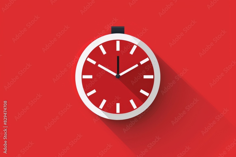 Red alarm clock with a red background. a close-up picture. upper ...