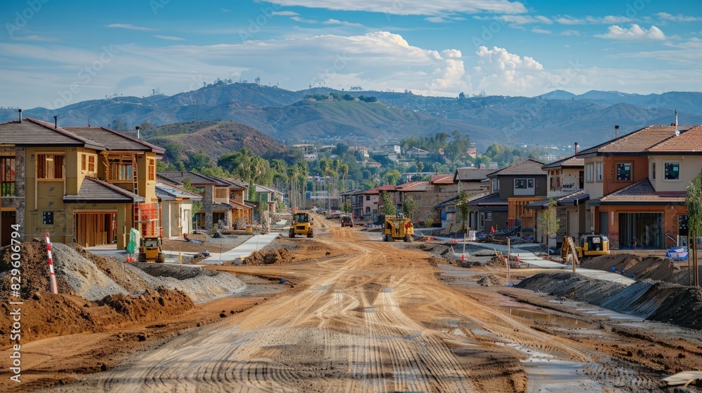 Residential Development: homes in various stages of completion ...