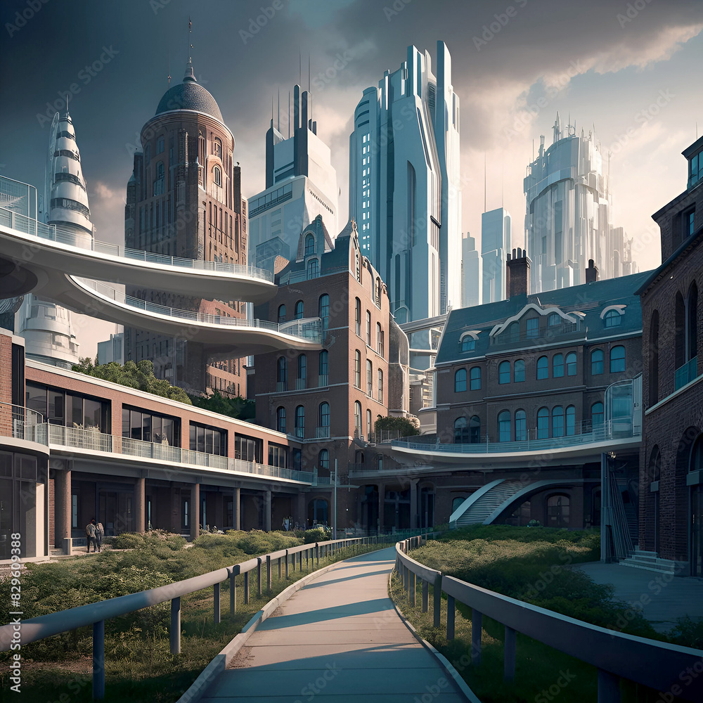 Imagine a technology school with a diverse range of architectural ...