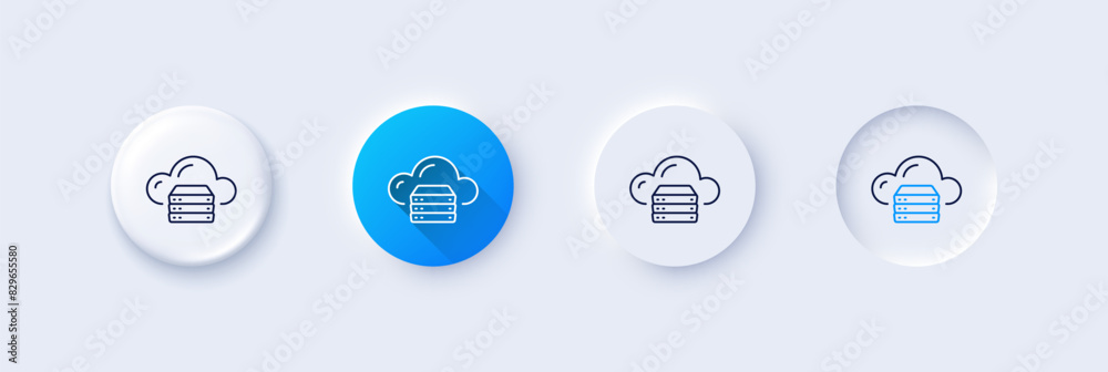 Cloud computing server line icon. Neumorphic, Blue gradient, 3d pin ...