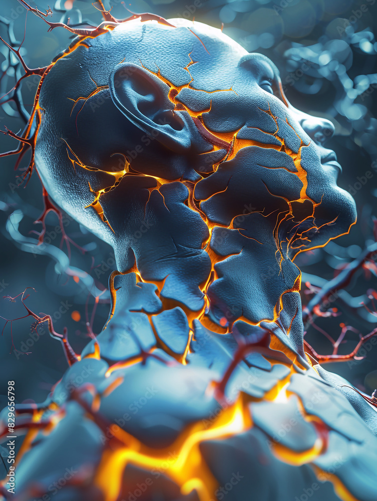Illustration of the destruction of the human figure, a disease created ...