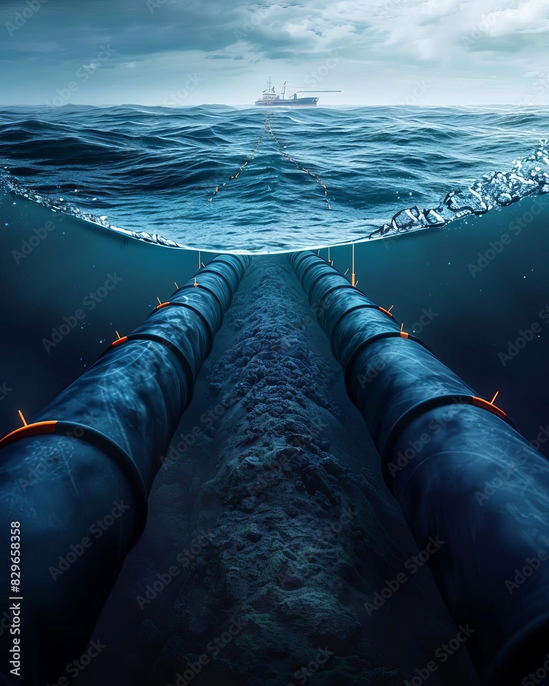 Diagram showing the cross-section of the ocean with a submarine ...