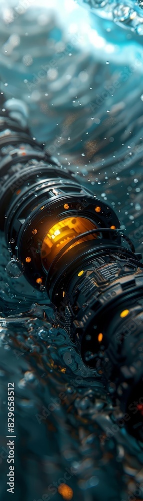 Technical drawing of fibre optic cable connectors being waterproofed ...