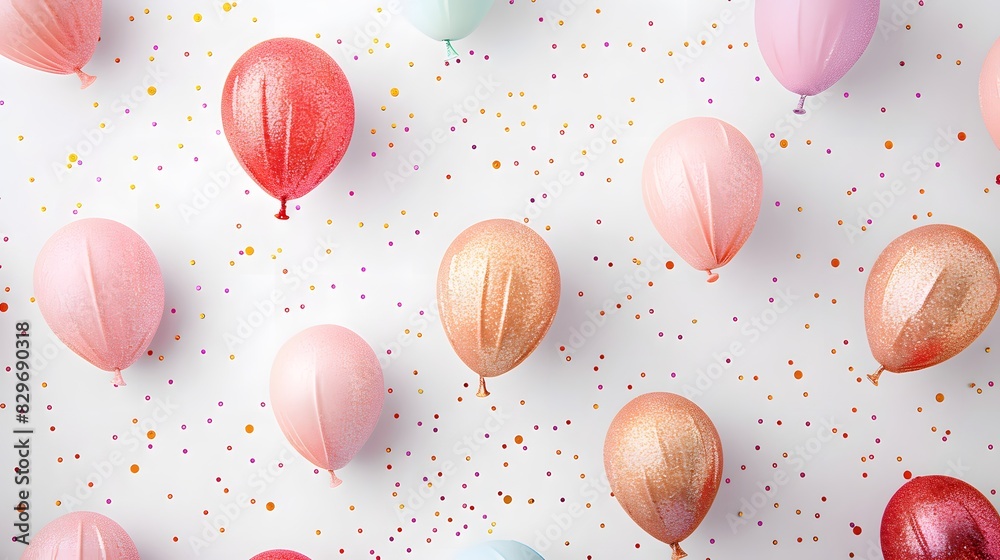 Anniversary celebration balloon-shaped glitter paper cutouts arranged ...