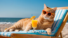 Lounge Chair Beach Cat Free Stock Photo - Public Domain Pictures