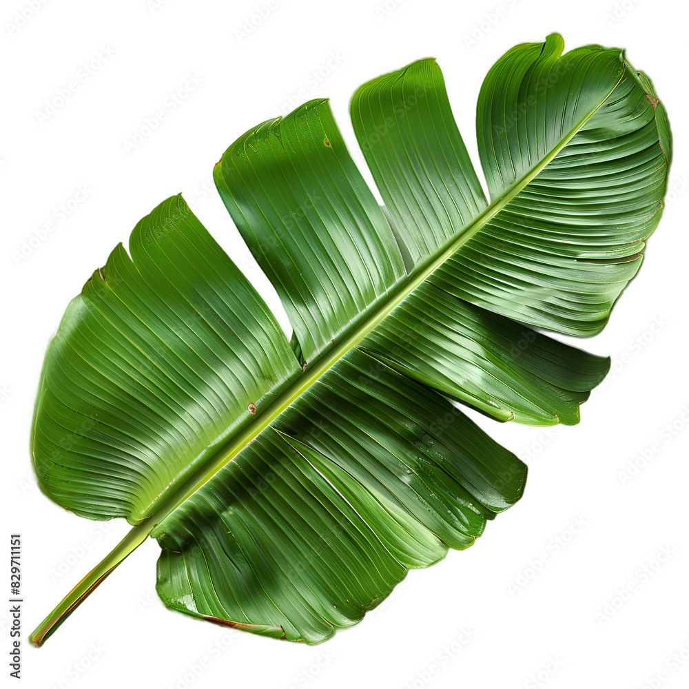 Banana leaf PNG. Green rectangular shaped leaf isolated. Green exotic ...