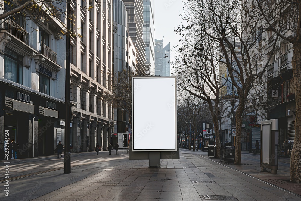 streetscape:Blank White Poster Mockup with Vertical Billboard Stock ...